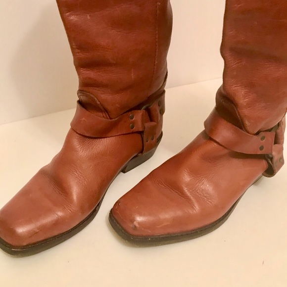 Shoes | Vintage Brown Leather Distressed Motorcycle Boots | Poshmark